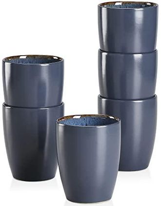 VANCASSO Série BUBBLE, 6 Tasses Mugs en Céramique, 380ml, Ensemble de Tasse à Café Sans Pied