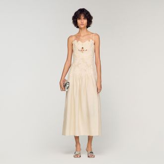 Sandro Langes Kleid mit Gip&uuml;re