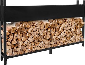 ML Design ML-Design Metall Kaminholzregal mit Abdeckung 200x25x115 cm Anthrazit Stahl, Stapelhilfe Außen mit Schutzhülle, Garten Kaminholzunterstand 0,8m³/1,3 S
