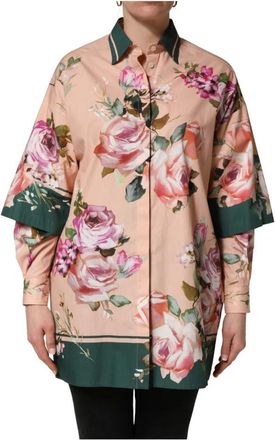 Dolce & Gabbana Femme, Blouses et Chemises, Multicolore, Taille: 36 FR Chemise Top Florale en Coton avec Boutons