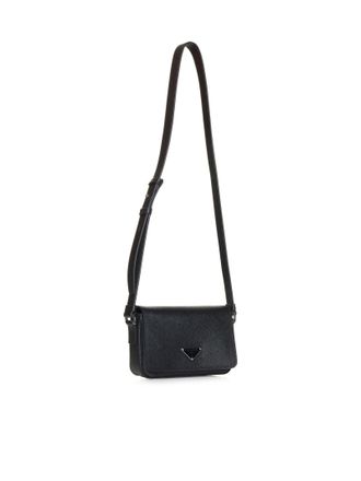 Prada Mens Shoulder Bag Saffiano Leather Black Calf