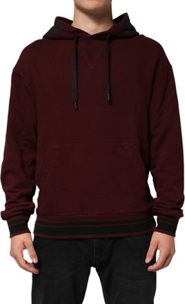 Dolce & Gabbana Burgundy Cotton Plaid Lined Men Hoodie Sweater Clothing