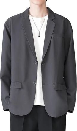 Generic Blazer l&eacute;ger d&eacute;contract&eacute; &agrave; Deux Boutons pour Homme, Veste de Costume Grise, Taille XL