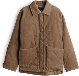 OPUS Steppjacke Hekordi aus weichem Cord Gerader Schnitt mit Midi-L&auml;nge und aufgesetzten Fronttaschen