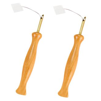 Cabilock Teiliges Set Holzgriff Punch Needle und Fadeneinfädler für DIY Nähen Stickerei Weben und Filzarbeiten Ergonomisch Langlebig Einfaches Einfädeln für Ha