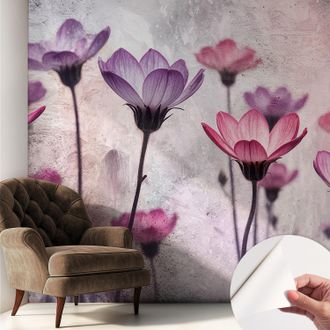 Tulup Carta Da Parati Autoadesiva - Fotomurale - Decorazione Parete - Stile Elegante - Decorazione Casa - Fiori Pastello 250x250 Cm