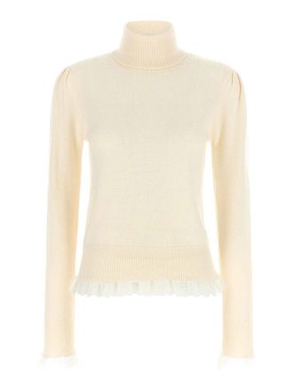Ganni Pull Col Roul&eacute; - Blanc