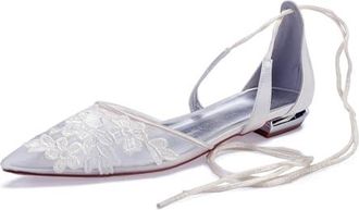 Generic Chaussure Mariage Femmes Bout Pointu Ballerines Plates Mode Chaussures De Mari&eacute;e Dress F&ecirc;te Plates 2Cm,Blanc,42 EU