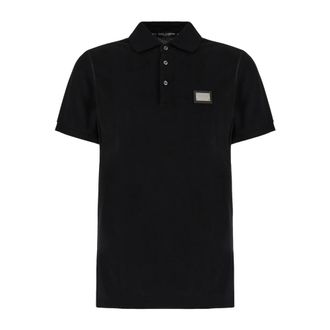 Dolce & Gabbana Homme, Tops, Noir, Taille: S Polo &agrave; Plaque Logo