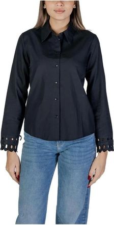 Jacqueline de Yong Jacqueline de Yong, Femme, Blouses et Chemises, Noir, Taille: 34 FR Eyelet Cuff Shirt