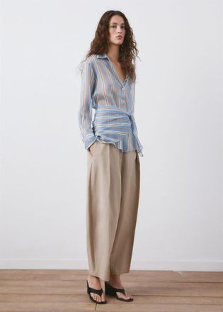 Mango Chemise &agrave; rayures &eacute;charpe bleu - Femme - S - MANGO