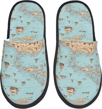 Generic Pantoufles En Feutre Carte DAventure Pirate Doux Pantoufles De Voyage R&eacute;utilisables Chaussons Invit&eacute;s Pour Chambre Automne Camping L