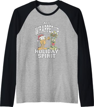 Garfield All Wrapped Up in The Holiday Spirit Christmas Raglan