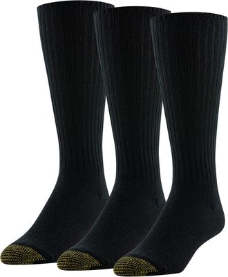 Gold Toe GOLDTOE Herren Baumwollflauschige Crew-Socken, 3 Paar - Schwarz