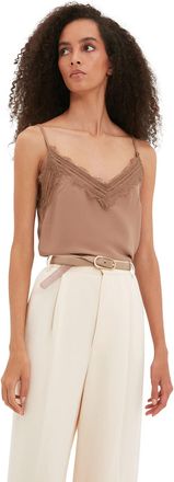 Trendyol Trendyol Damen Trendyol Vizon Spitze detaillierte Bluse Blouse, Mink, 42