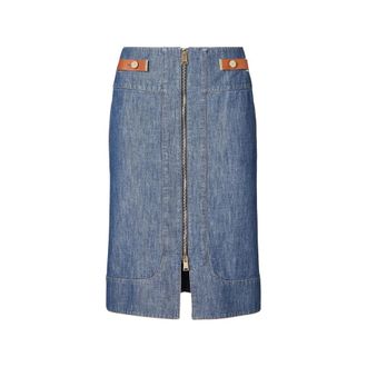 Fendi Navy Blue Chambray Skirt