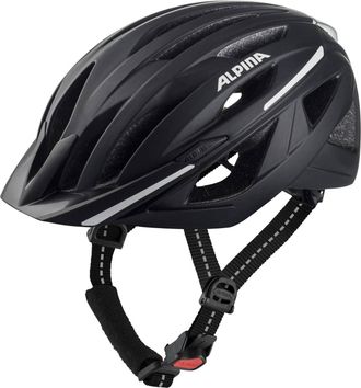 Alpina HAGA - Stoßabsorbierender, Sicherer & Optimal Anpassbarer Urban Fahrradhelm Mit Integriertem LED-Licht Für Erwachsene, Black matt, M (51-56 cm)