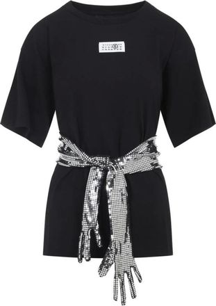 Maison Margiela Femme, Tops, Noir, Taille: 36 FR T-Shirt avec Gants