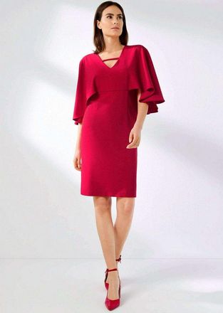 Alba Moda Midikleid Kleid in Capeoptik und Zierband in Ausschnitt