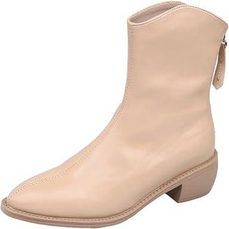 Generic Bottines &agrave; bout pointu pour femme - Bottes courtes en similicuir avec fermeture &eacute;clair &agrave; larri&egrave;re pour un enfilage facile et un retrait facile, talon 