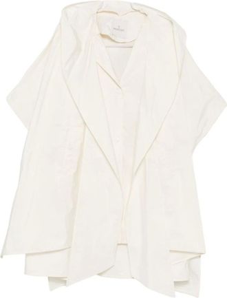 Moncler Femme, Vestes, Blanc, Taille: ONE Size Cape &agrave; &eacute;cusson logo