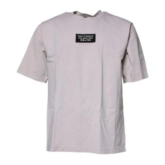Dolce & Gabbana Beige Logo Crewneck T-shirt - - Tops - Herren - Beige - M