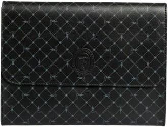 Trussardi Homme, Sacs, Noir, Taille: ONE Size Pochette en Polyester Noir Design Élégant