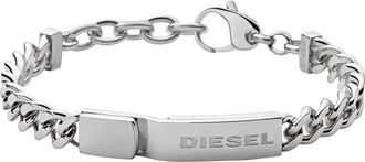 Diesel Armband F&uuml;r M&auml;nner, 18 Cm - 19,5 Cm Silbernes Edelstahlarmband, DX0966040