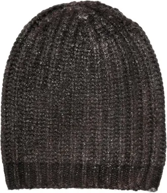 Avant Toi bonnet côtelé à paillettes - Marron