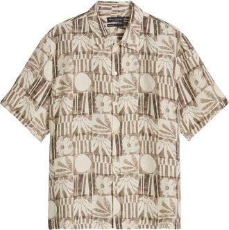 Marc O'Polo Kurzarmhemd aus Leinen mit floralem Print, Regular Fit in