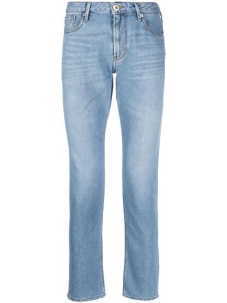 Emporio Armani jean slim &agrave; effet d&eacute;lav&eacute; - Bleu