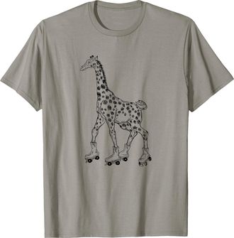 Seembo Rollschuhe mit Giraffe, Cooles Derby-Skater, lustiges Tier T-Shirt
