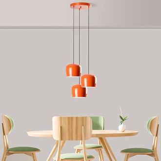 Opviq Stylish Orange Chandelier, Metal Body, 45 cm Diameter, Adjustable Height 45-114 cm, 3 x E27 Socket, Perfect for Modern Living Spaces | IP20 Rated