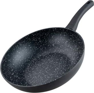 Fackelmann Fackelmann Wokpfanne Marble 2.0 28 cm, Antihaft-Wok aus 90% recyceltem Aluminium mit ergonomischem Kunststoff-Griff, gro&szlig;er Wok mit hohem Rand zum Koc