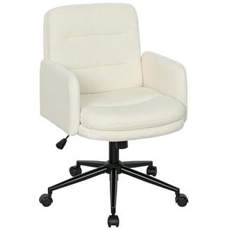 HOMCOM Chaise de Bureau, Fauteuil Ergonomique en Tissu Effet Laine boucl&eacute;e avec Hauteur r&eacute;glable, Fonction de Bascule, pivotant 360&deg; et Assise rembourr&eacute;e, po