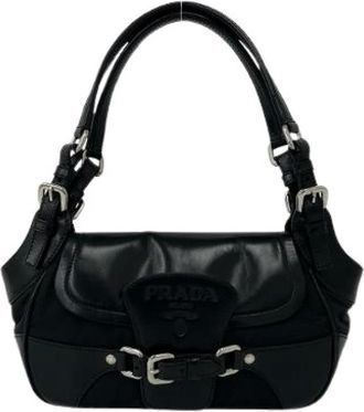 Prada Sac bandouli&egrave;re en cuir et nylon Pre-owned - Femme - Pre-owned - Noir - Taille: ONE Size