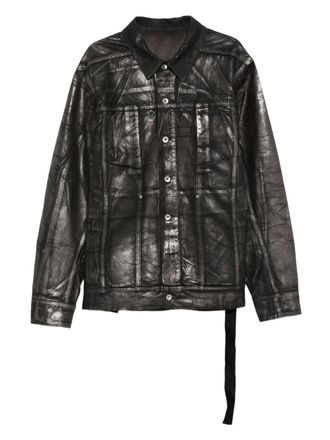Rick Owens veste en jean Jumbo &agrave; effet m&eacute;tallis&eacute; - Noir