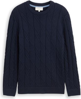 Tom Tailor Herren 1048736 Pullover aus Zopfstrick, 10668-Sky Captain Blue, L
