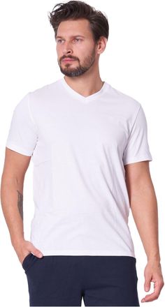 Calvin Klein Herren T-Shirt Kurzarm Smooth Solid Tee mit V-Ausschnitt, Wei&szlig; (Brilliant White), M