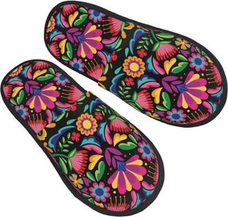 Generic Pantoufles En Coton Fleur Color&eacute;e Mexicaine Antid&eacute;rapant Slippers Lavables Chaussons Invit&eacute;s Pour Homme Invit&eacute; Spa L