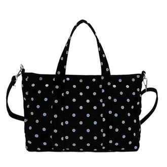 Generic Sac &agrave; bandouli&egrave;re en polyur&eacute;thane &agrave; pois pour femme, grande capacit&eacute;, sac &agrave; bandouli&egrave;re pour l&eacute;cole, les voyages quotidiens, Noir, 360.00x90.00x210.00