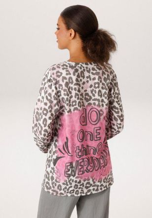Aniston Schlupfbluse mit Statement-Schriftz&uuml;gen und coolen Leoprint - NEUE KOLLEKTION