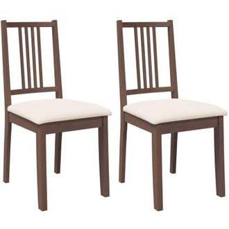 vidaXL Esszimmerstühle mit Kissen 2 Stk. Braun Massivholz Gummibaum - Vidaxl