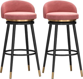 Generic Set aus 2 drehbaren Barhockern mit Beinen, Esszimmerstuhl mit Fu&szlig;st&uuml;tze und Gestell, Tresenhocker