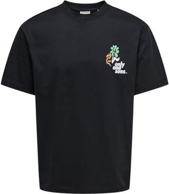 Only & Sons Onsfred Laurent Flower RLX SS Tee, Noir, Small Homme