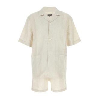 Ermenegildo Zegna Logo-Stickerei Gestreifte Leinen-Pyjama-Set - - Nightwear & Lounge - Herren - Beige - L