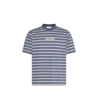 Calvin Klein T-shirt droit col rond ray&eacute; en coton