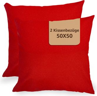 Generico Kissenbezüge 50x50 cm - Kissenhüllen für Sofa und Schlafzimmer - 50x50 Dekorative Kissenbezüge im 2er-Set Feuerrot
