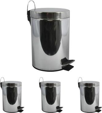 MSV Poubelle Cosm&eacute;tique Salle de Bain - Acier Inoxydable avec Seau Int&eacute;rieur Amovible - Poubelle &agrave; P&eacute;dale &Eacute;l&eacute;gante - Compacte et Pratique - Argent - 3L (L
