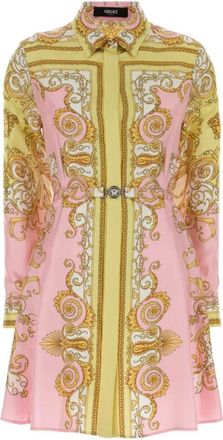Versace Femme, Robes, Multicolore, Taille: 38 FR Printed Silk Twill Mini Shirt Dress